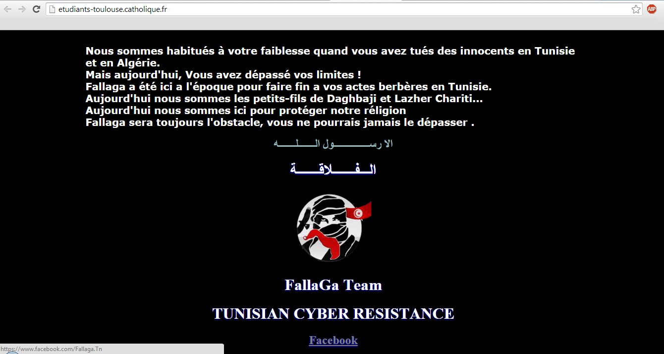 Le site de la paroisse étudiante de Toulouse hacké par "Fallaga Team"